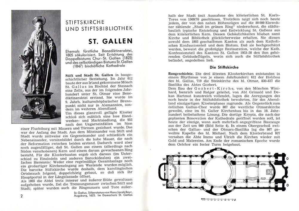 Broschüre Kathedrale Stiftsbibliothek St. Gallen 1962 (Gebraucht) in Mörschwil für CHF 15 – mit ...