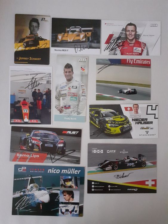 10x originalsignierte Autogramme von Schweizer-Rennfahrer (Gebraucht ...