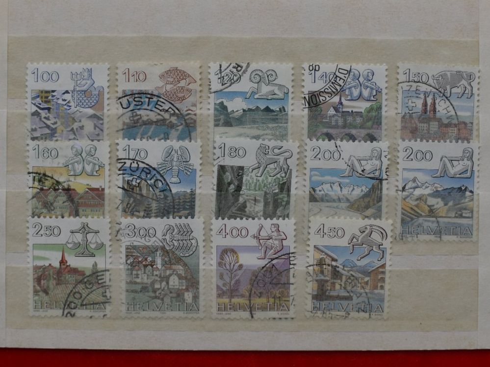Alle 12 Tierkreiszeichen auf 14 Briefmarken. (Gebraucht) in Bettingen für CHF 2 – mit Lieferung ...
