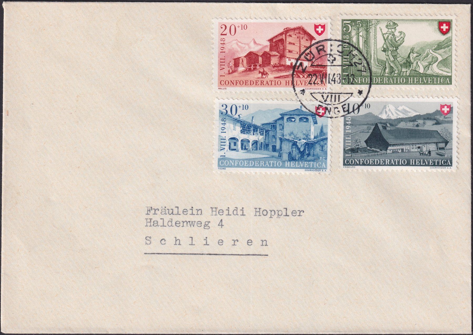 1948, B38-B41 Satzbrief von ZÜRICH - Schlieren, Kat: 45.-+++ (Gebraucht ...