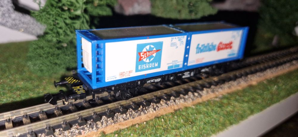 Spur N Minitrix Containerwagen Schöller Eis - Top Zustand! (Gebraucht ...