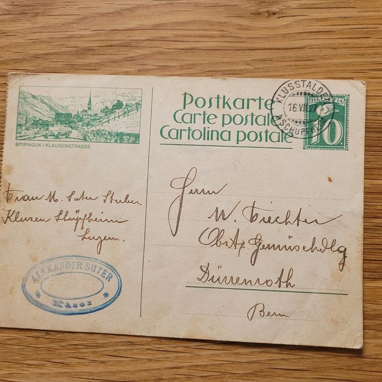 GS Karte Spiringen Klusstalden 1927 (Gebraucht) in Biel/Bienne für CHF ...