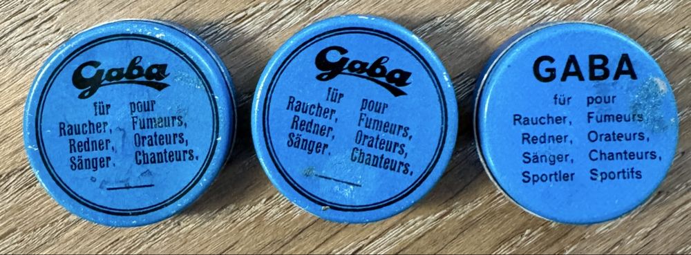 3 x kleine alte Blechdose GABA 2.6 cm für Verkaufsladen (Gebraucht) in Rothrist für CHF 45 – mit ...