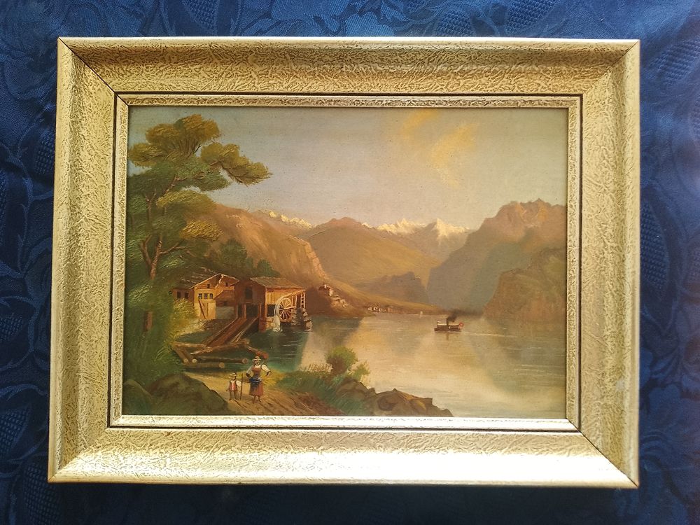 Ölgemälde Schweizer Landschaft mit See und Raddampfer | Kaufen auf Ricardo