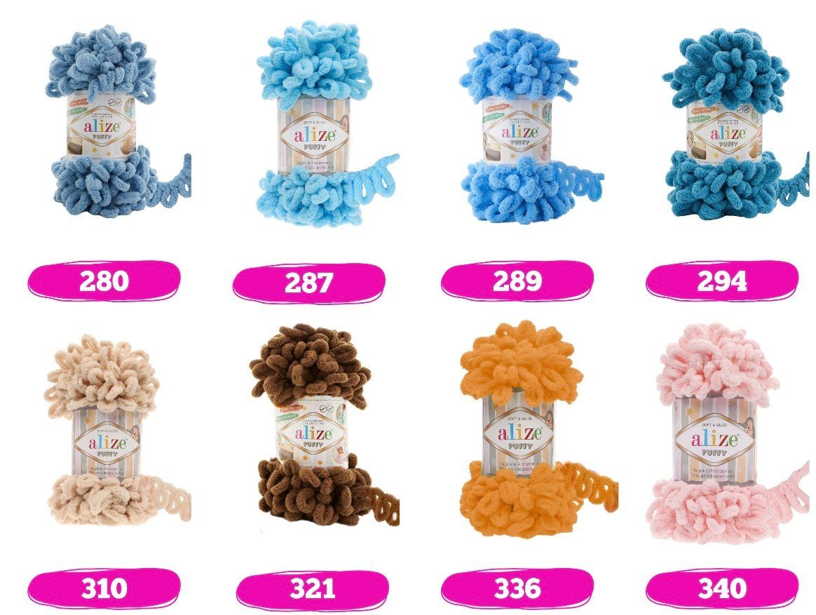 5x Laine à crocheter avec les mains Alize Puffy 280 Bleu (Neuf avec ...