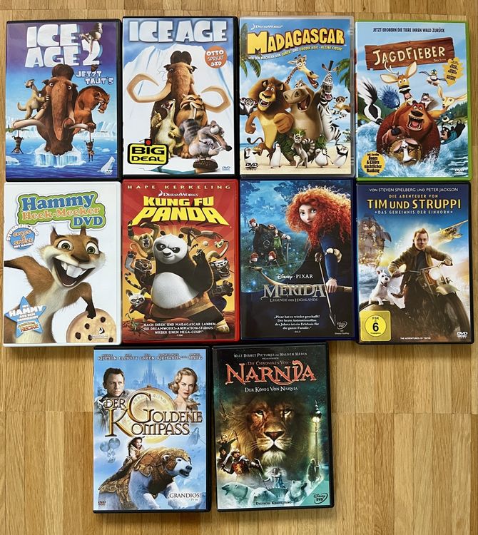 10 Kinderfilme DVD Konvolut Ice Age Madagascar Kung Fu Panda (Gebraucht ...