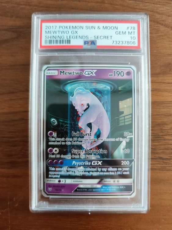 Pokemon Mewtwo GX Secret Alt Art Shining Legends PSA 10 (Neu (gemäss ...