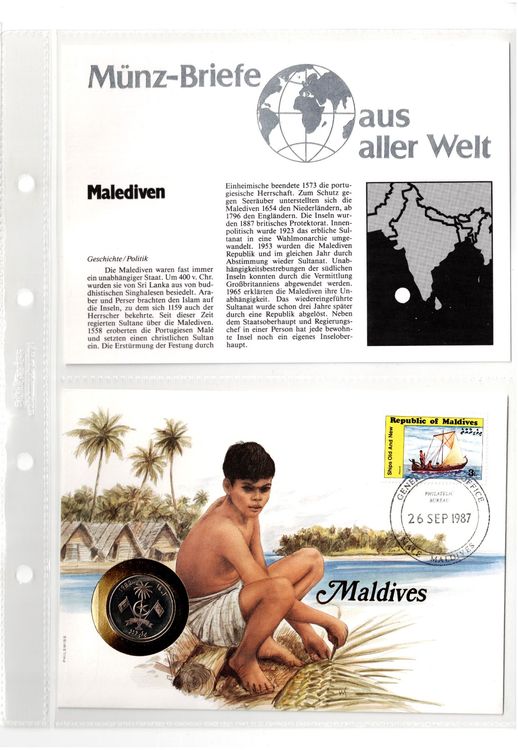 Malediven_1987_Münzbrief mit Beschreibung (Gebraucht) in Hombrechtikon für CHF 1 – mit Lieferung ...