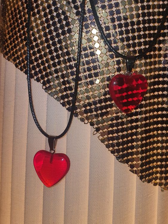 Collier d'amitié avec cœur, Double cœur, Cœurs rouges, red (Gebraucht ...