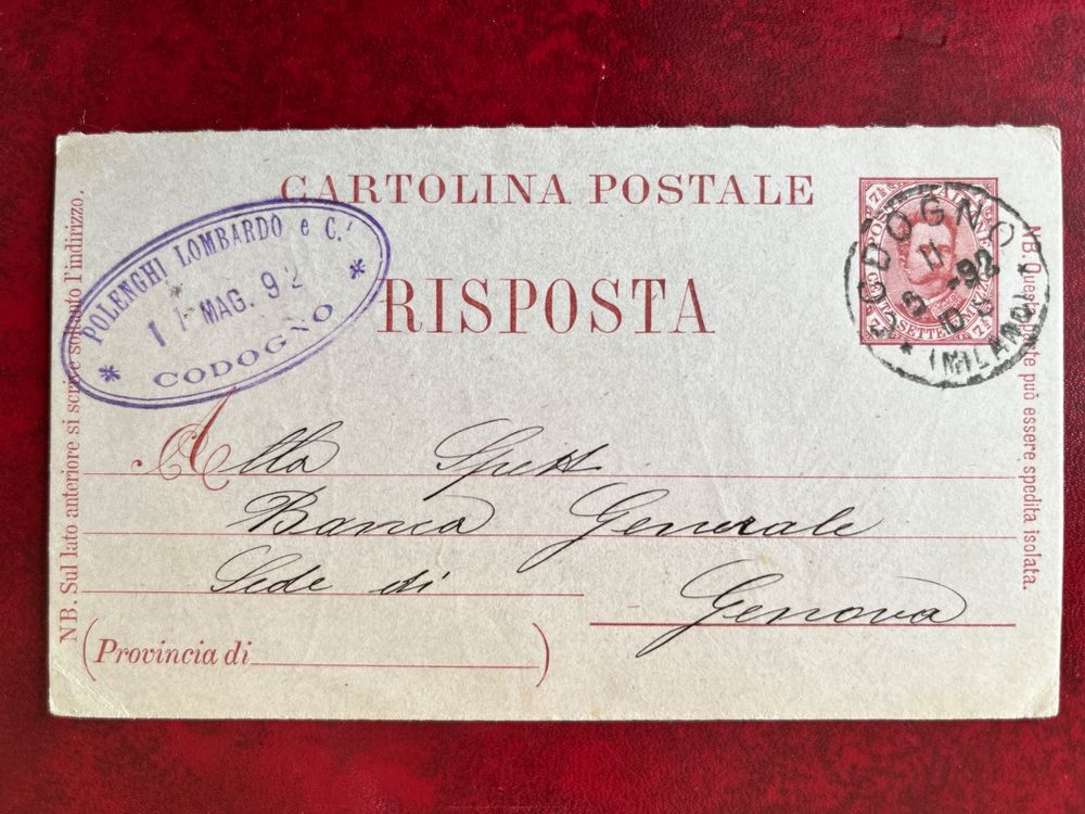 Cartolina Postale / Italia Postkarte 1892 | Kaufen auf Ricardo