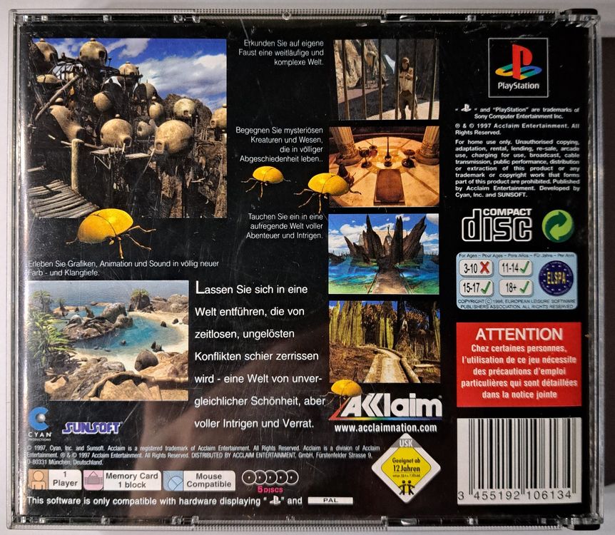 Riven The Sequel to Myst OVP/CIB (Playstation 1/PS1) (Gebraucht) in ...