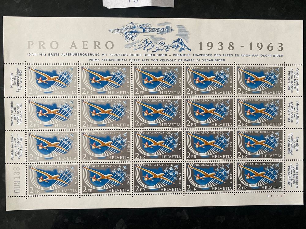 Pro Aero Bogen alt Frankaturware ungest. postfrisch 40Fr (Neu (gemäss Beschreibung)) in Wil SG ...