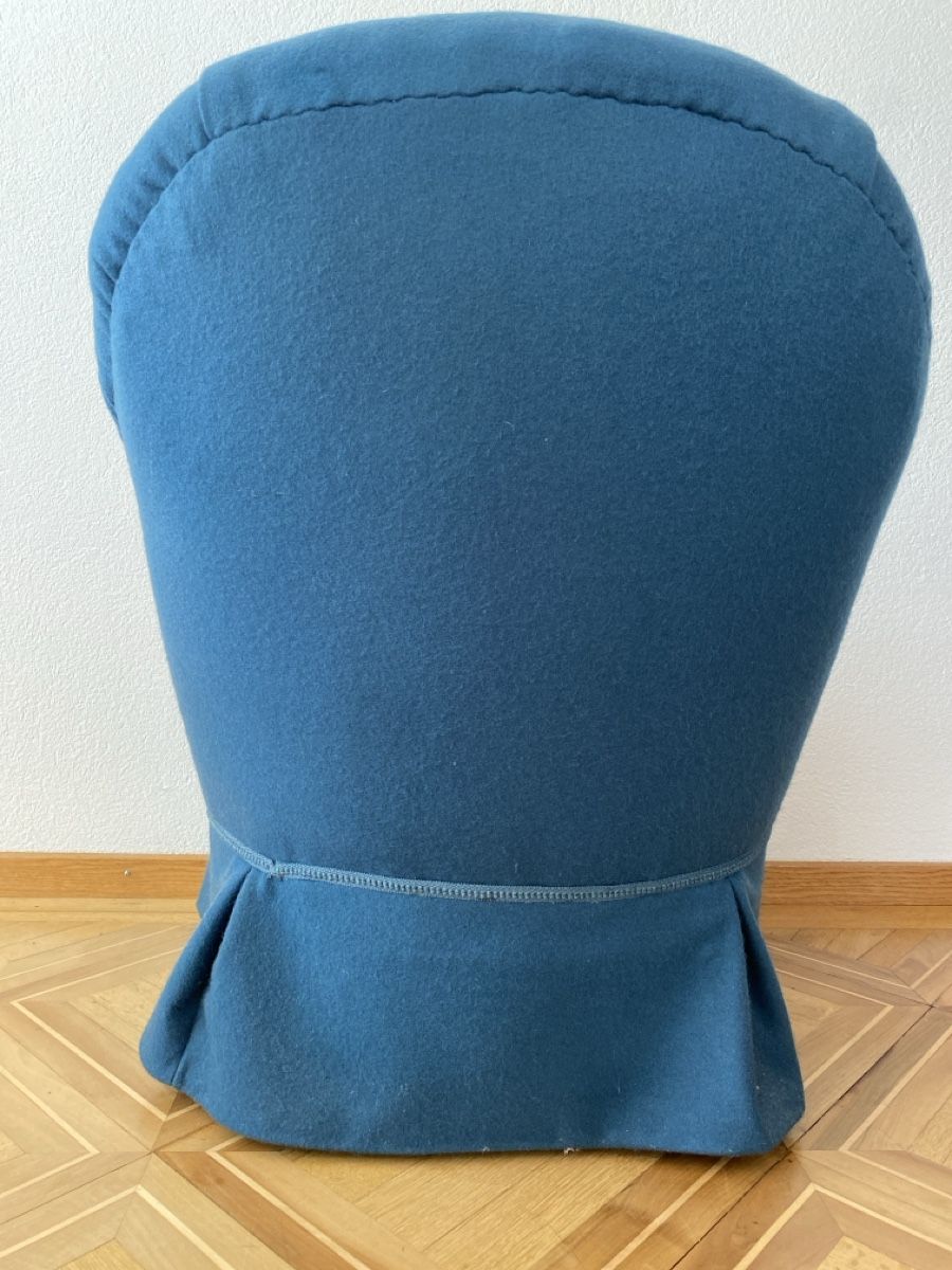 Vintage - Hochwertiger Boudoir Sessel aus petrolblauem Filz (D'occasion ...