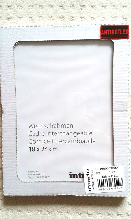 4 Wechselrahmen 18x24 cm von Interio, neu (Neu und originalverpackt) in Adliswil für CHF 9 – nur ...