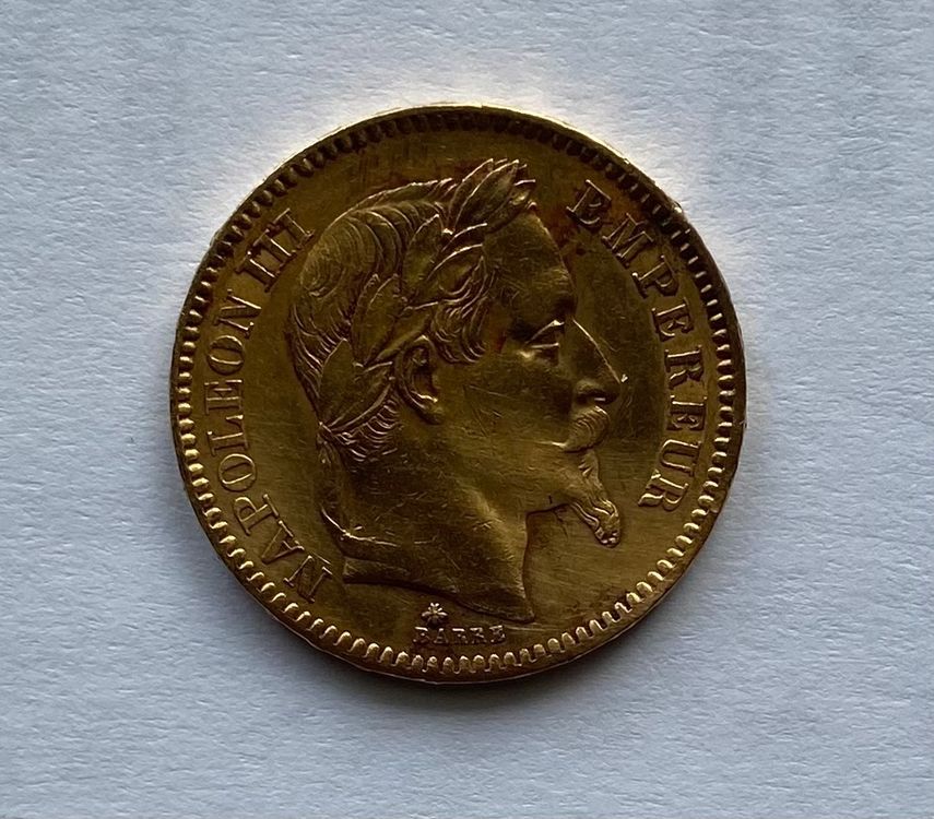 Französische Goldmünze 20 FR 1863 Napoleon III mit Kranz | Kaufen auf Ricardo