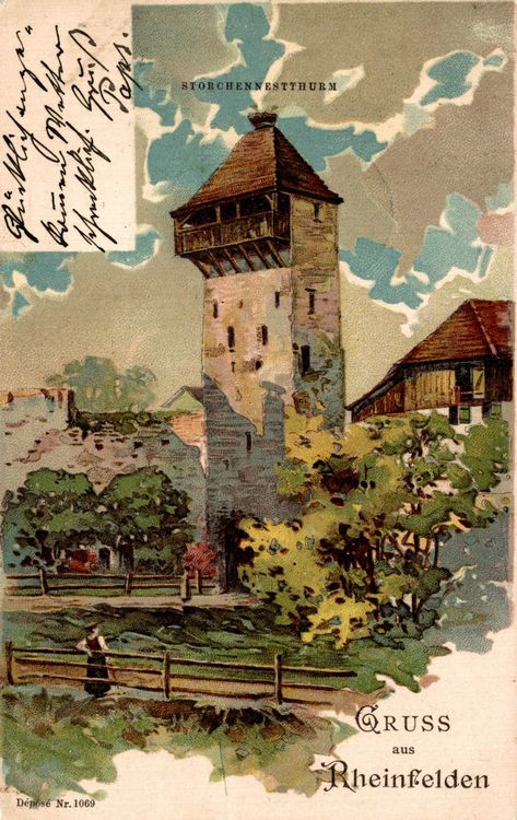 Gruss aus Rheinfelden. Storchennestthurm, 1899 (Gebraucht) in Bronschhofen für CHF 10 – mit ...