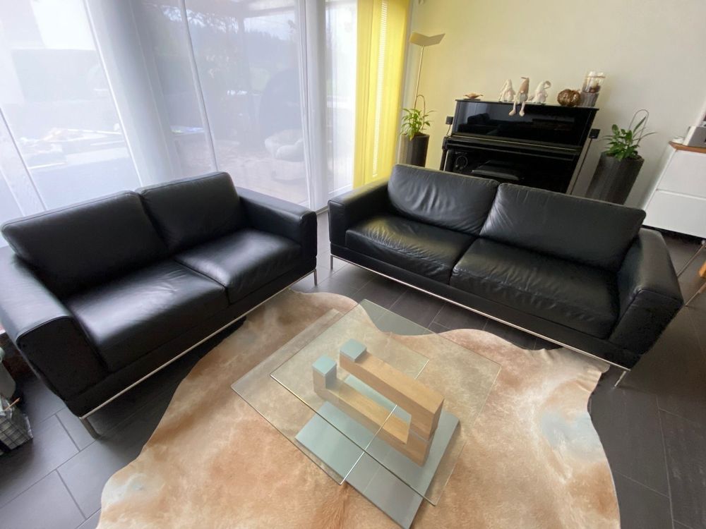 Ikea® ARILD 3er + 2er Leder Sofa schwarz | Kaufen auf Ricardo