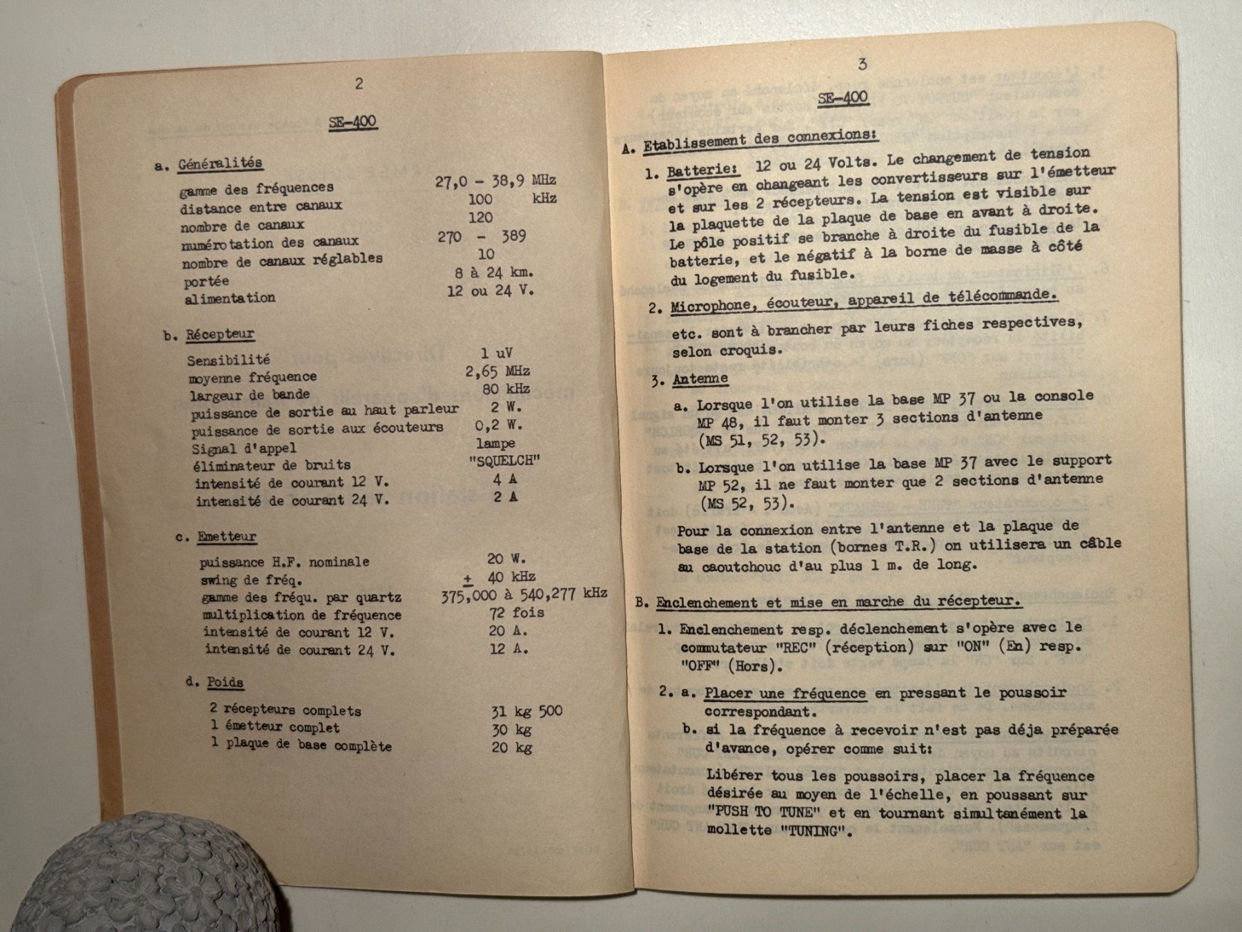 La station radio SE-400 FIX (Franz. Anleitung für Uem Gtm) (Gebraucht ...