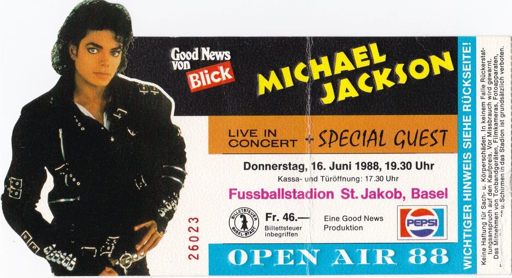 Michael Jackson - Bruce Springsteen - alte Konzert-Tickets (Gebraucht ...