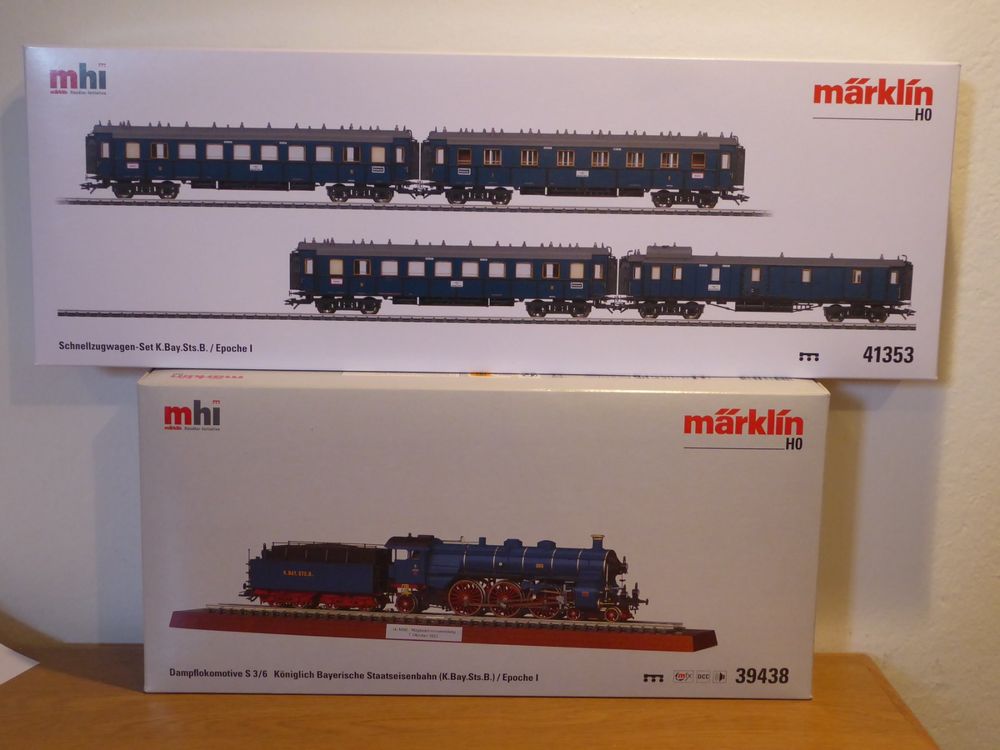 Märklin 39438 + 41353 S 3/6 könig.Bay. Dampflok und Wagenset (Neu ...