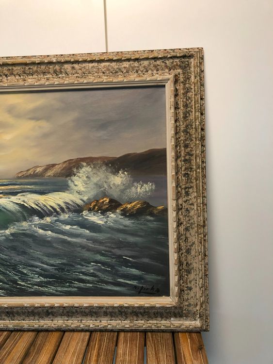 Vintage Rahmen, Meer Öl Gemälde, 84 cm breit x 64 cm hoch (Gebraucht) in Hirzel für CHF 50 – nur ...