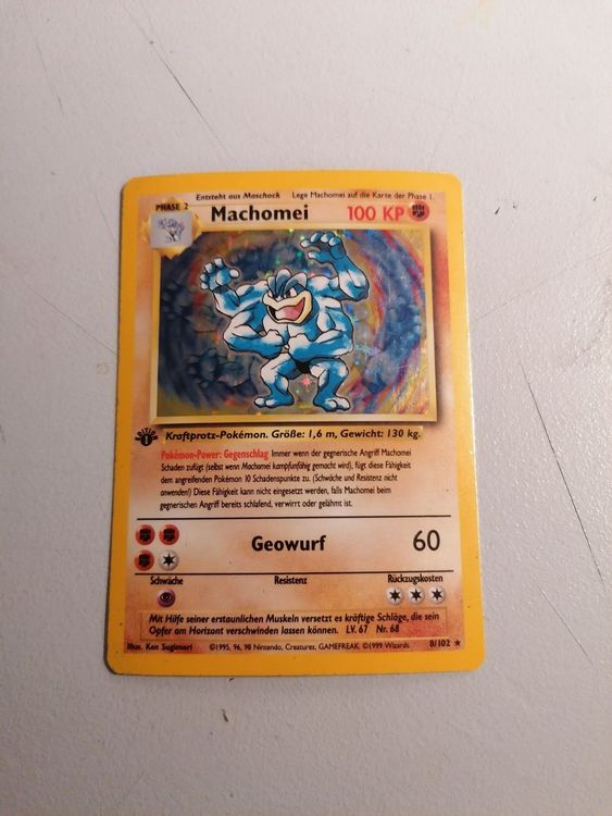 1. Edition Pokemonkarte Machomei 1999 | Kaufen auf Ricardo
