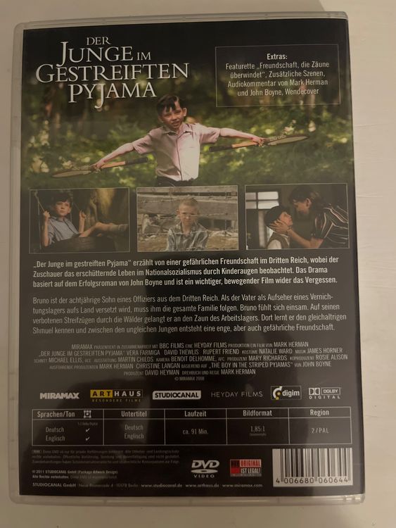 Der Junge im Gestreiften Pyjama (2009) DVD 📀 (Neu (gemäss Beschreibung)) in Sierre für CHF 6.95 ...