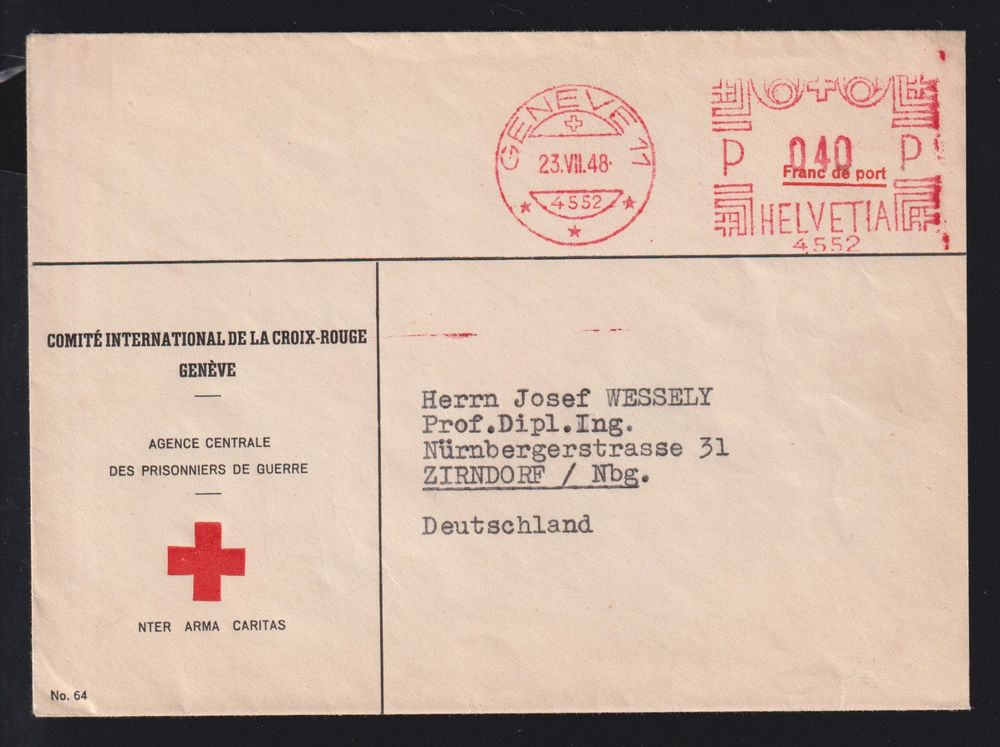 Rotes Kreuz Genève: Brief nach Zirndorf / Deutschland 1948 (Gebraucht ... Rotes Kreuz Genève: Brief nach Zirndorf / Deutschland 1948 (Gebraucht ...