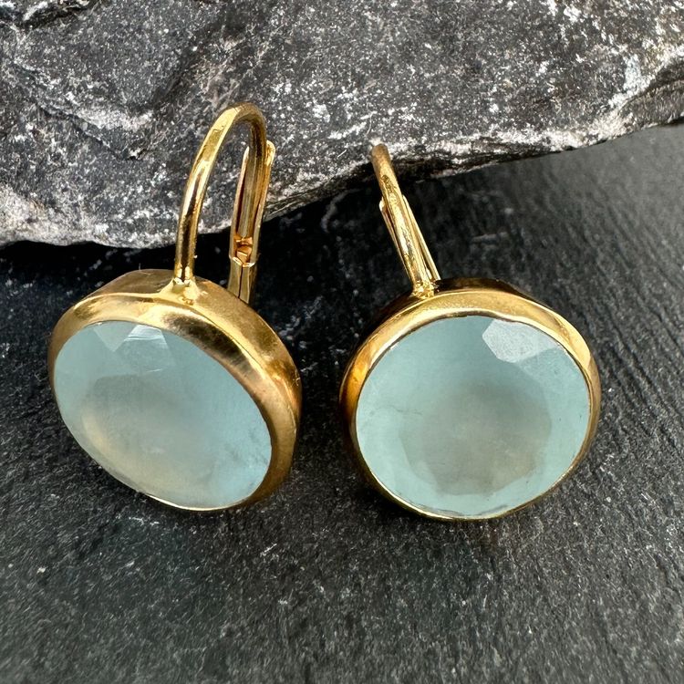 Aquamarin Ohrringe Sterling Silber 925 gelbvergoldet (Neu (gemäss Beschreibung)) in Basel für ...