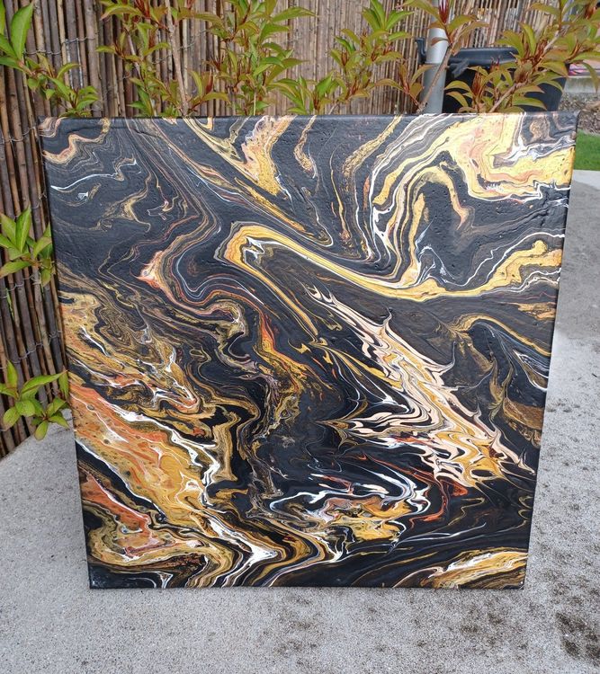 Acryl Pouring Schwarz Gelb (Neu (gemäss Beschreibung)) in Montlingen für CHF 10 – nur Abholung ...