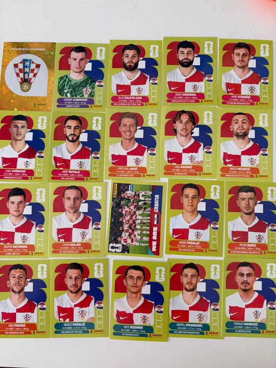 Panini-Sticker WM-2026, Team Kroatien KOMPLETT, 20 Sticker (Gebraucht ...
