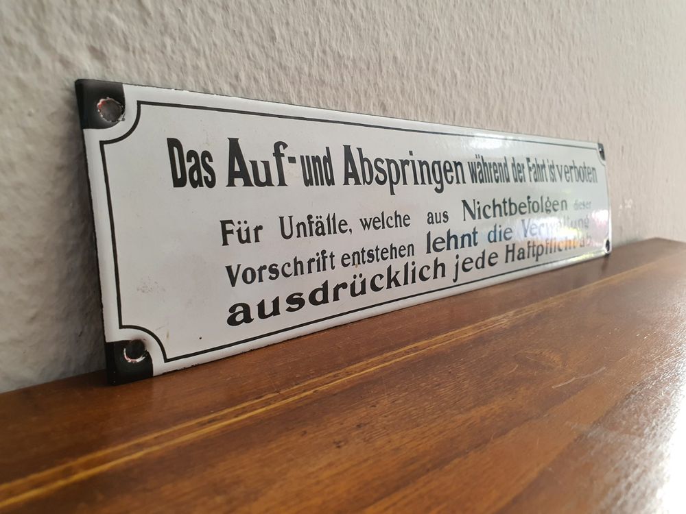 Emailschild Verboten Springen Bahn Zug Tram Emaille Schild | Kaufen auf Ricardo