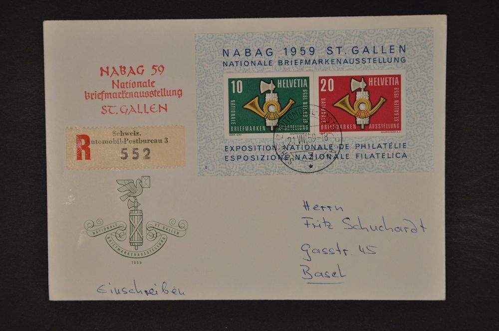 1959 NABAG Block W38 auf Sonderbrief (Gebraucht) in Wolfhalden für CHF ...