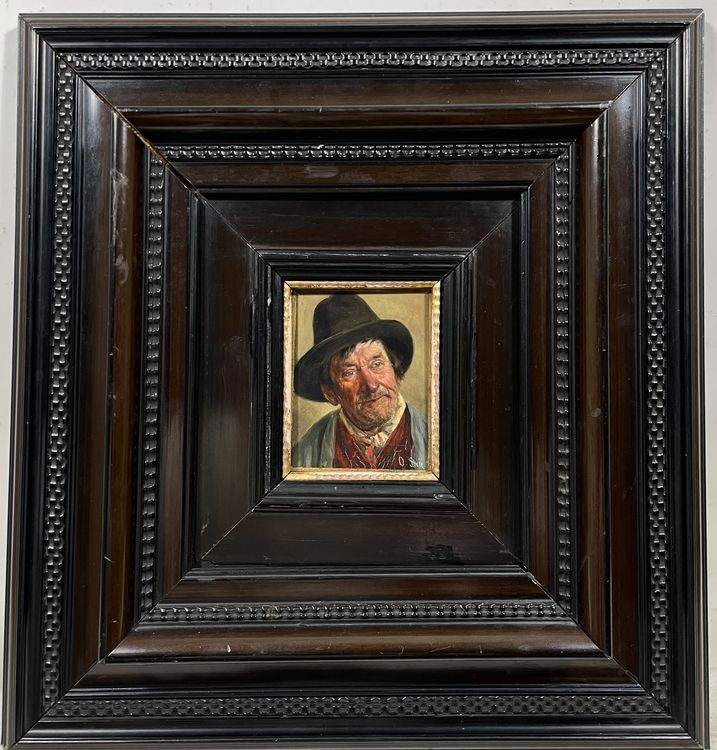 19. Jh. Gemälde eines Mannes mit Hut Monogrammiert (Gebraucht) in Root für CHF 120 – mit ...