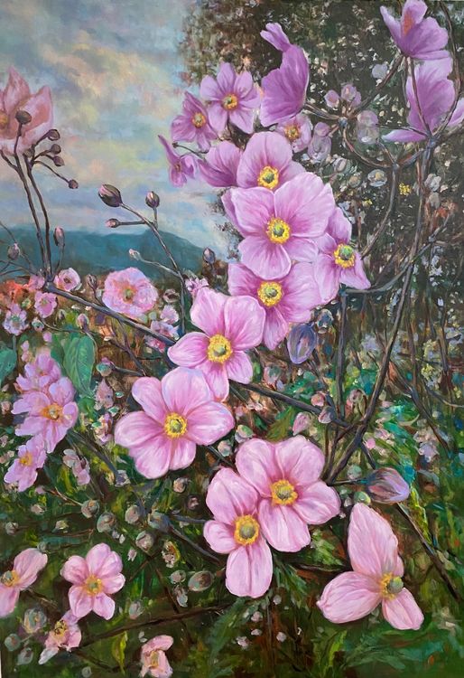 Rosa Blüten, Öl auf Leinwand, 70x100cm (Neu (gemäss Beschreibung)) in Belp für CHF 890 – mit ...