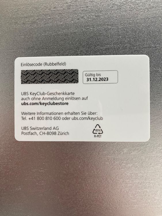 UBS Key Club Geschenkkarte CHF 50.— (Neu (gemäss Beschreibung)) in ...