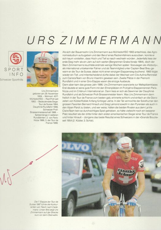Autogramm von Urs Zimmermann (Gebraucht) in Unterentfelden für CHF 8 ...