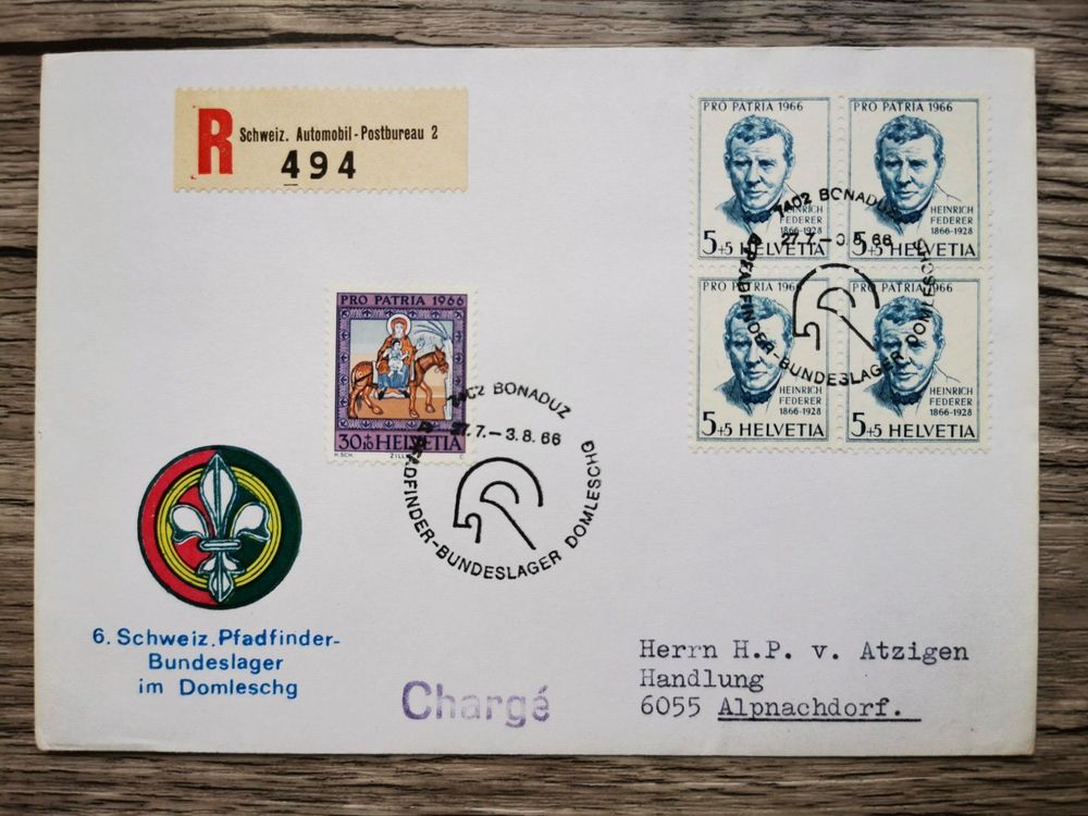 E49 Enveloppe + Timbre Suisse 1966 (Gebraucht) in Cousset für CHF 0.65 – mit Lieferung auf ...