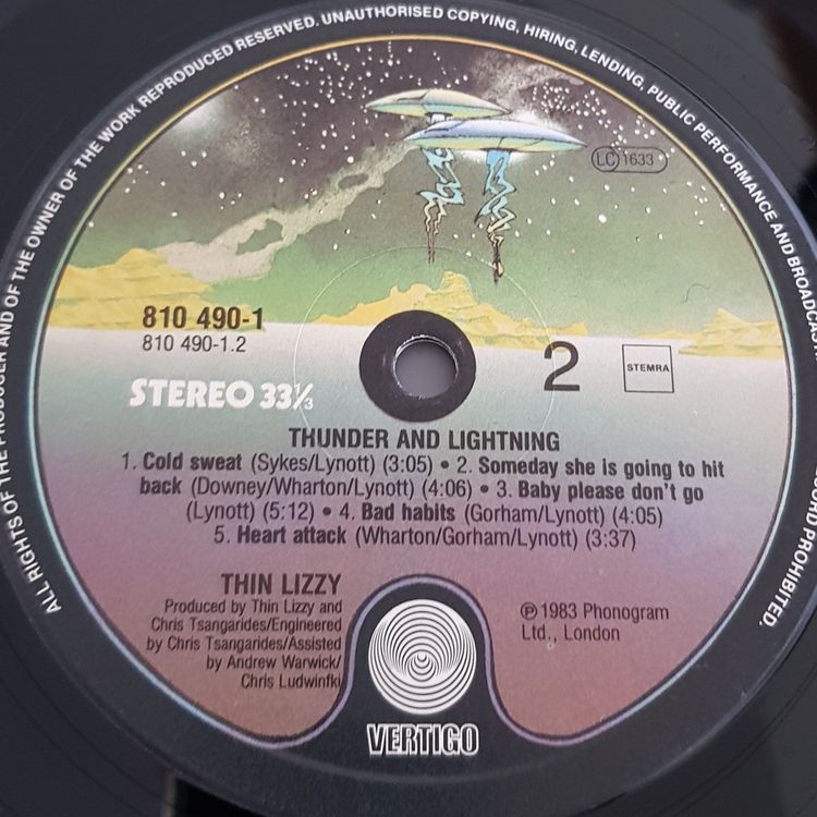 Vinyl Schallplatte Thin Lizzy Thunder and Lightning 1983 (Gebraucht) in Bertschikon Gossau für ...
