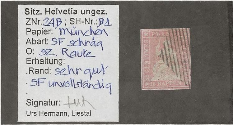 Strubeli 15Rp Zu#24B / SB#24B1 Abart (Befund Hermann) (Gebraucht) in Weiningen ZH für CHF 35 ...