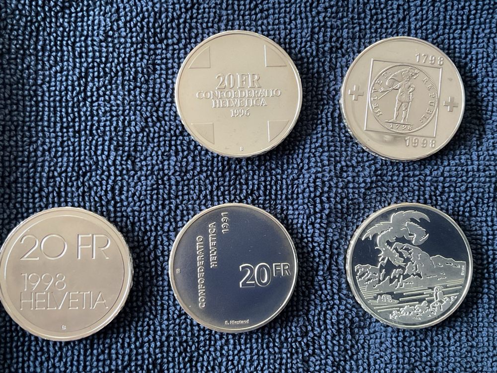 Schweizer Gedenkmünzen 20 Fr., Diverse Jahrgänge, Top! (Gebraucht) in Zürich für CHF 105 – mit ...