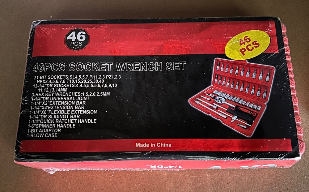 Steckschlüsselsatz 46-tlg 1/4” Ratsche Chrom-V Stahl NEU (Neu und ...