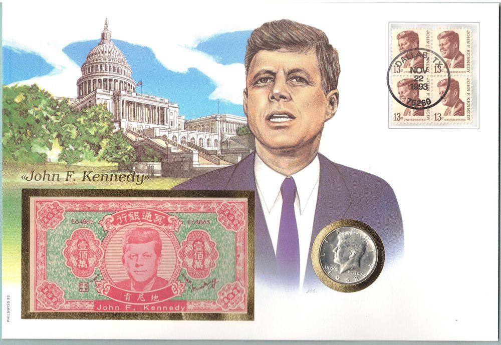 John F. Kennedy Nummisbrief 1/2 Dollar+Hell Bank Note China | Kaufen ...