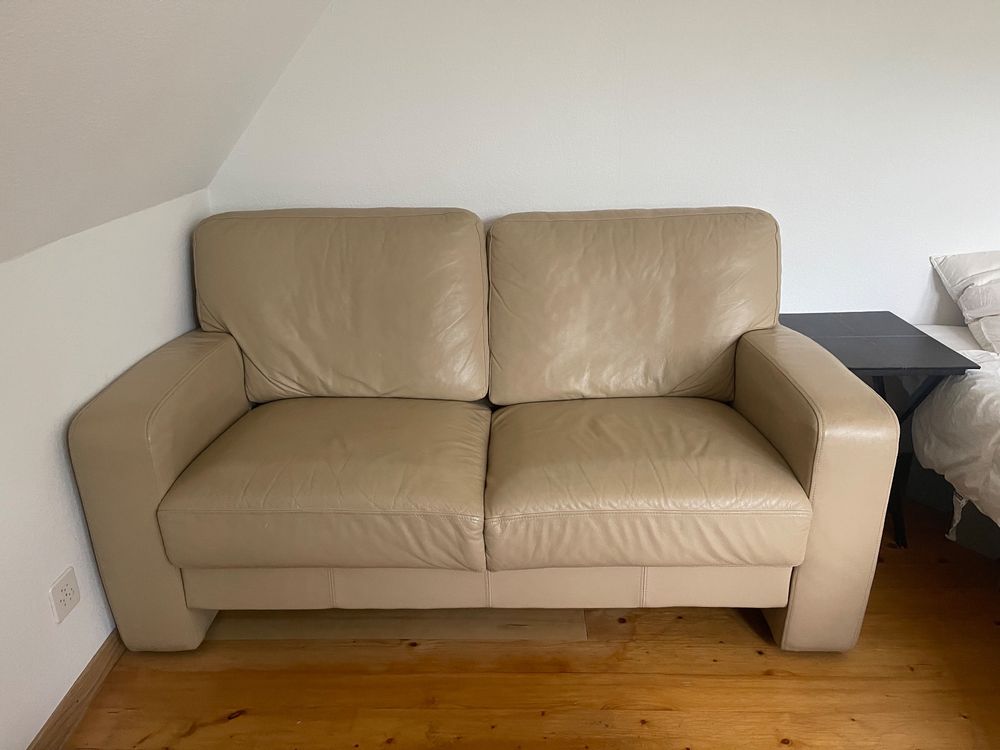 Leather sofa - beige | Kaufen auf Ricardo