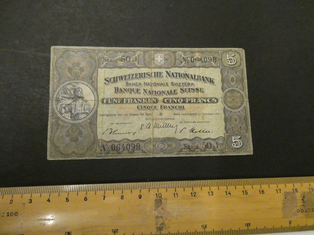 Schweiz 1951, 5 Franken (Gebraucht) in Hinterforst für CHF 5 – mit Lieferung auf Ricardo kaufen