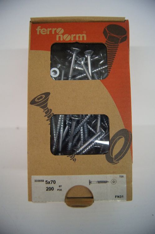 FERRO NORM Spannplattenschrauben 5x70 200Stk. (24133) (Neu (gemäss ...