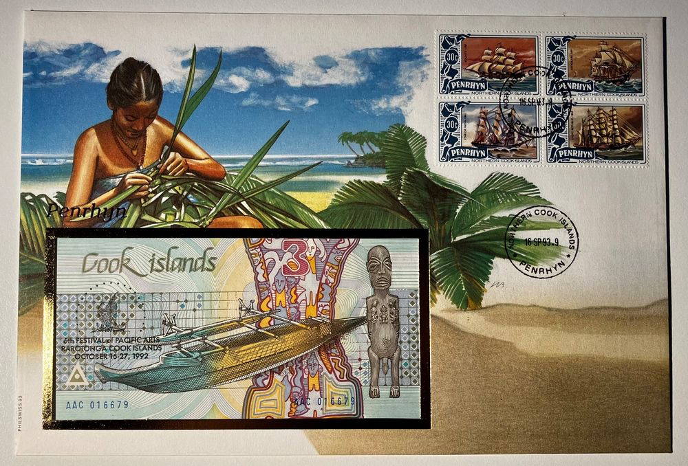 Banknotenbrief Cook Islands 3 Dollars 1992 | Kaufen auf Ricardo