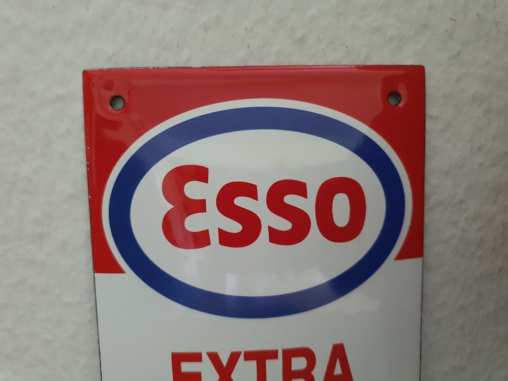 Emailschild ESSO Motor Oil Logo Emaille Schild Reklame Retro (Neu ...