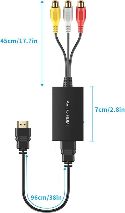 RCA auf HDMI Konverter 1080P AV zu HDMI Video Audio Adapter (Neu ...