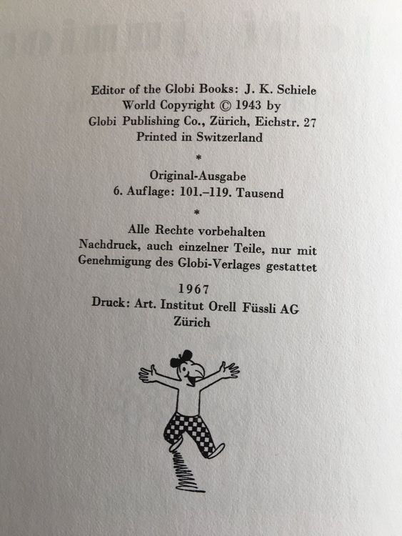Globi Buch 1967 Original-Ausgabe 6. Auflage unbemalt (Gebraucht) in Binningen für CHF 5 – mit ...